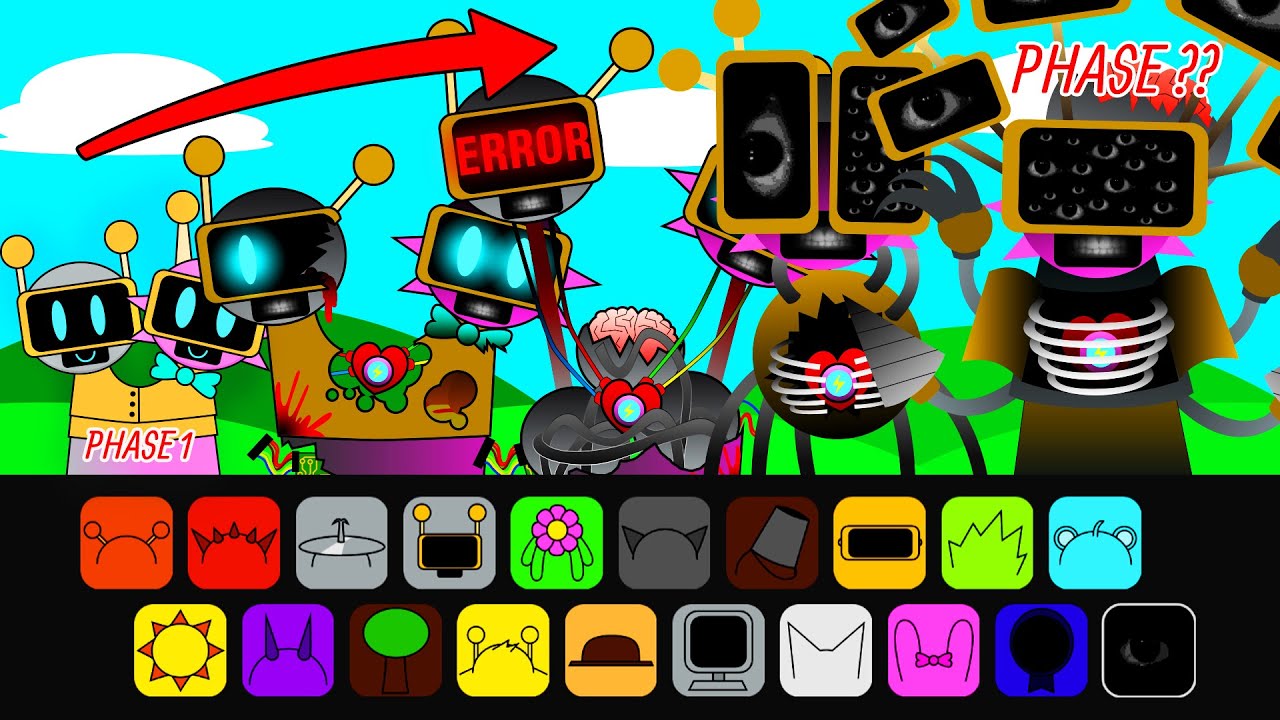 Sprunki Sinner Edition, But Pink Bot x Fun Bot ALL Phases - Sprunki CREEPY SYMBIOSIS SUS Mod ...