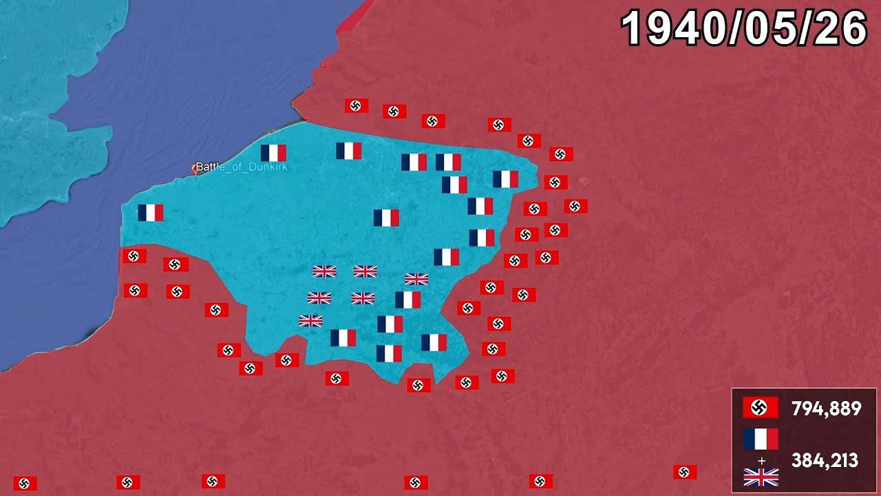Battle of Dunkirk using Google Earth in 36 seconds - YouTube