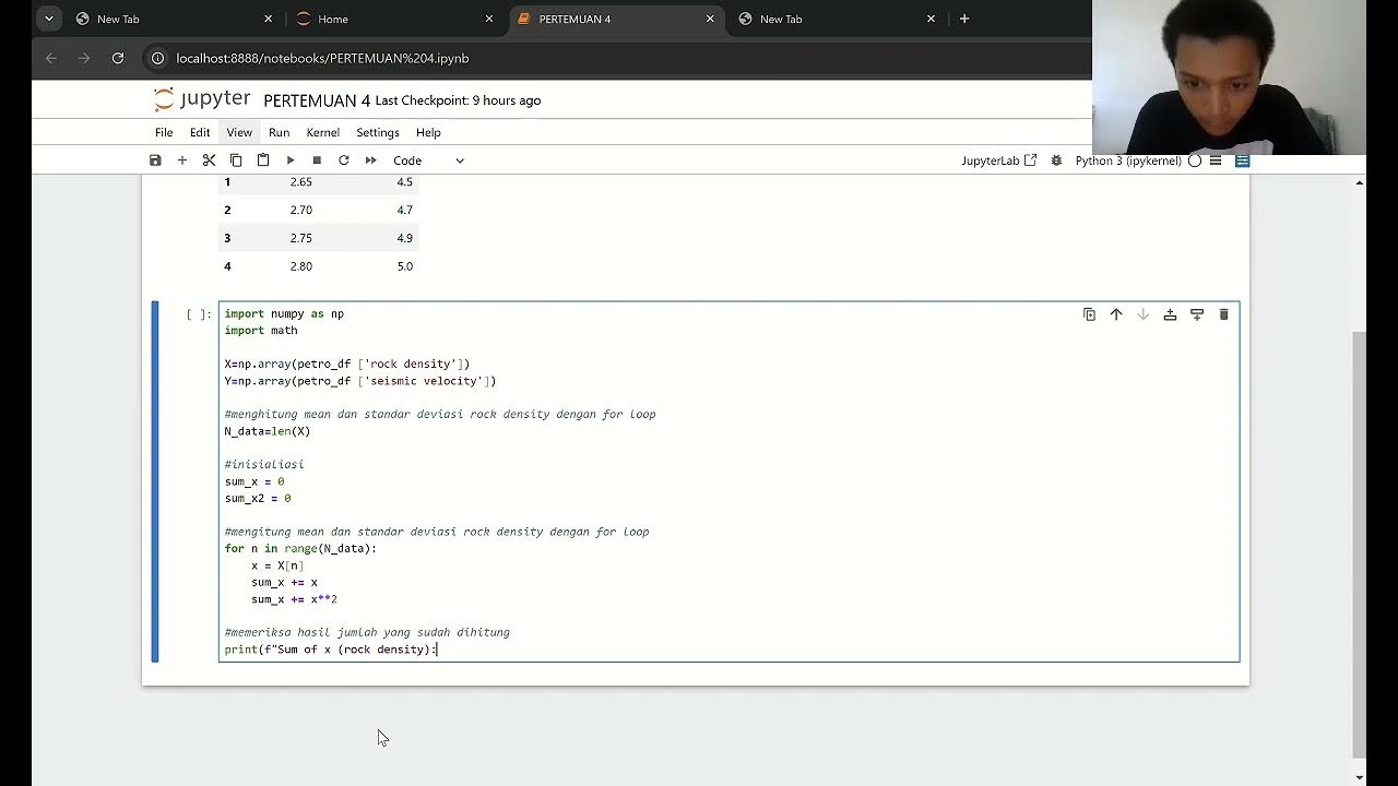 MENGHITUNG MEAN DAN STANDAR DEVIASI DENGAN LOOPING PYTHON - YouTube