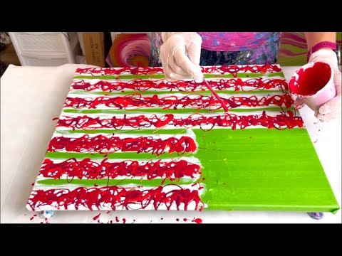 Fluid Art American Flag 🇺🇸 All 50 Swiped Stars ⭐️ MUST SEE ⭐️ acrylic ...