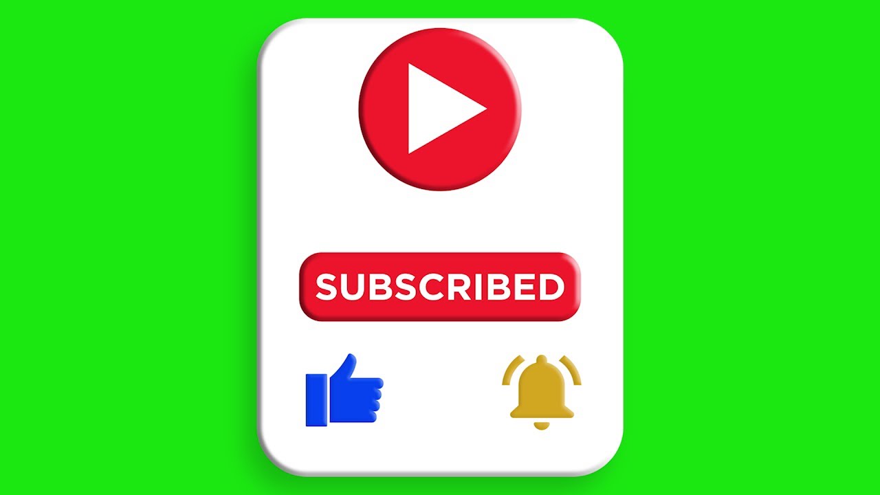 YouTube Subscribe Button Animation Green Screen V8 | Download Link in ...