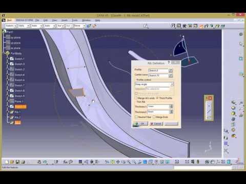 Curso Catia Clase 6 Parte 7 Rib Merge Rib Ends Thick Profile - YouTube