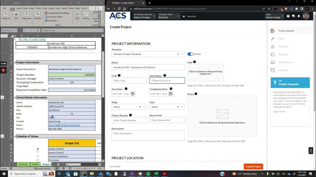 Creating a Project within Procore Part 1 - YouTube