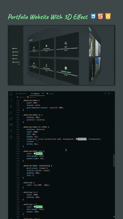 Portfolio Website With 3d Effect Codingin17 Html Shorts Youtube
