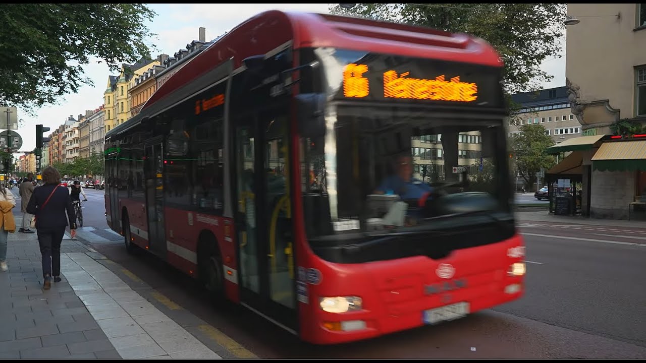Sweden, Stockholm, bus 66 ride from Zinkensdamm to Bergsunds strand ...