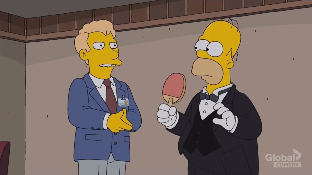 The Simpsons - Homer auction pictures with table tennis rackets! - YouTube