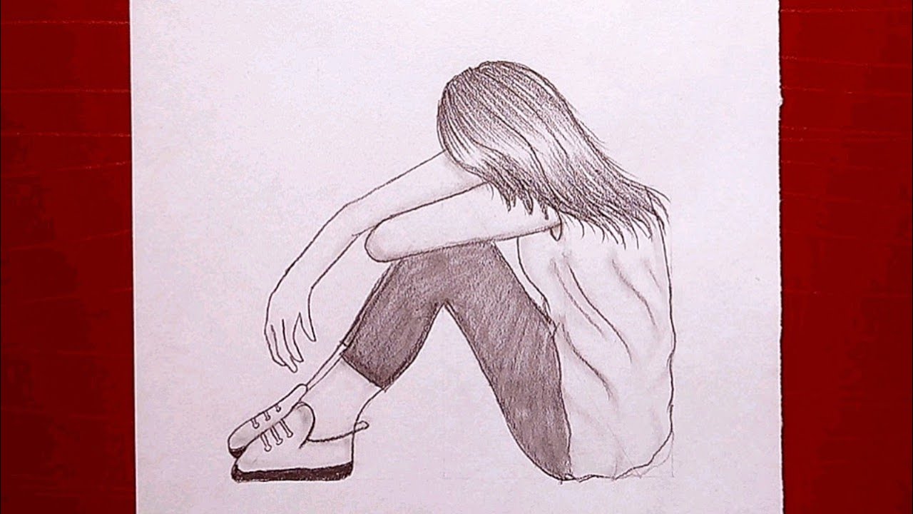 Easy way to draw a sad girl || for beginners || pencil sketch - YouTube