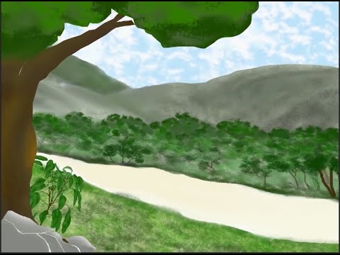 How to Draw a scenery | Drawing of scenery | scenery drawing in adobe ...