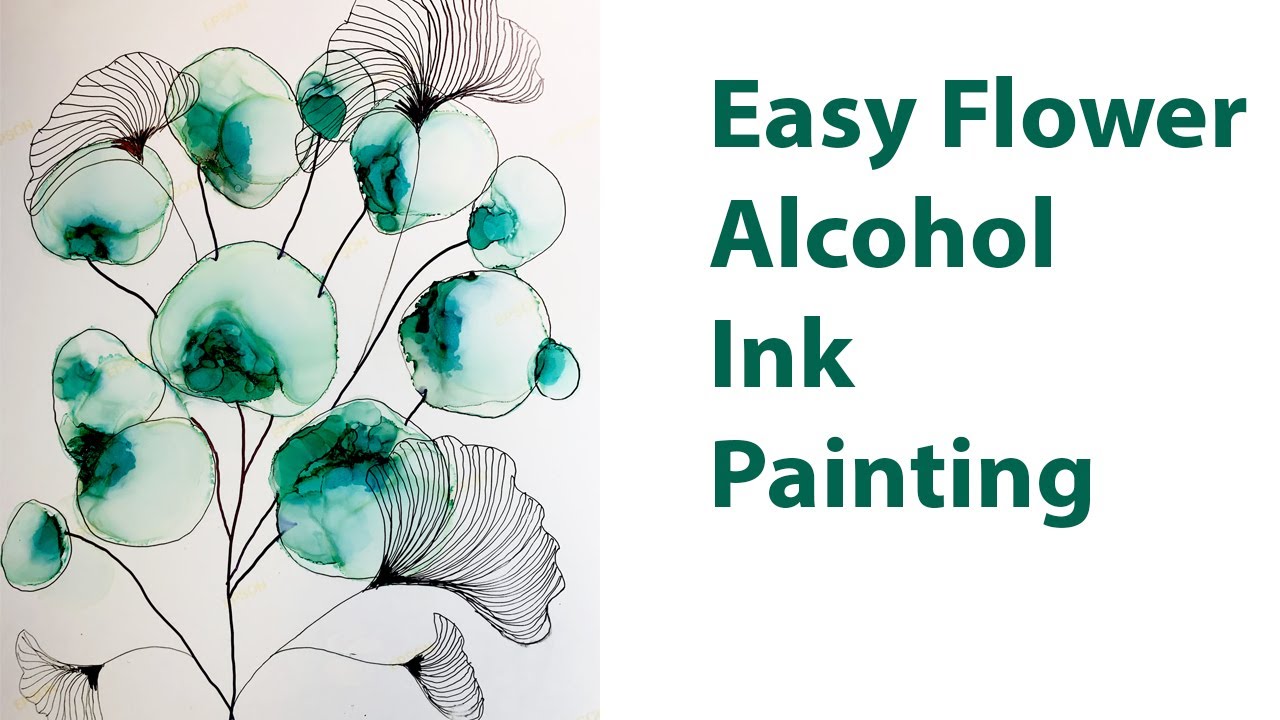 Easy flower painting with alcohol ink, step by step - YouTube