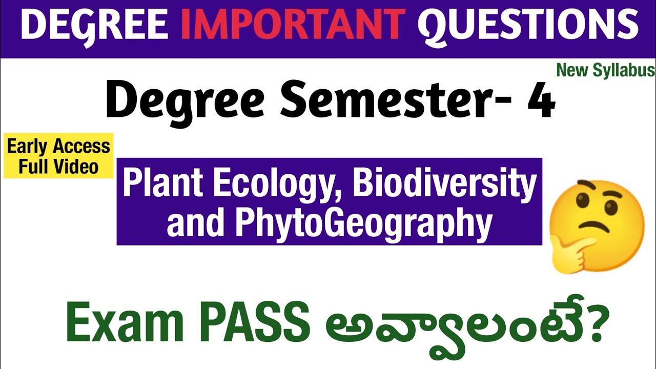 Degree Semester 4 - Plant Ecology Biodiversity and PhytoGeography Exam ...