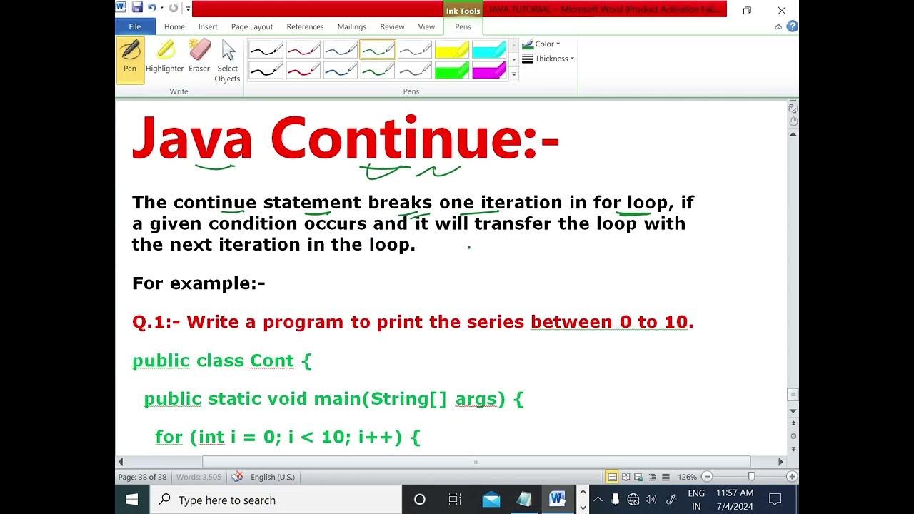 JAVA LECTURE - 31 //CONTINUE STATEMENT IN FOR LOOP//FULL EXPLANATION WITH CODE (@ECL365CLASSES ...