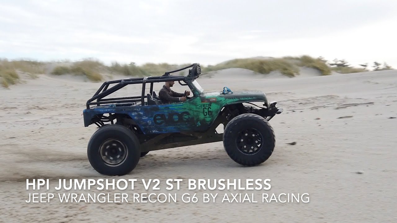HPI Jumpshot V2 ST brushless Jeep Wrangler Recon G6 beach run in slow ...
