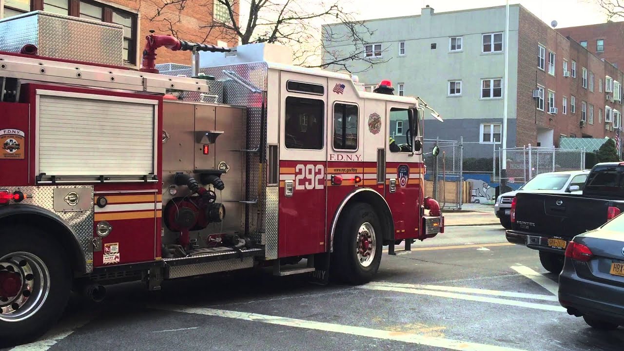 BRAND NEW FDNY KME ENGINE 292 LEAVING QUARTERS OF FDNY ENGINE 287 IN ...