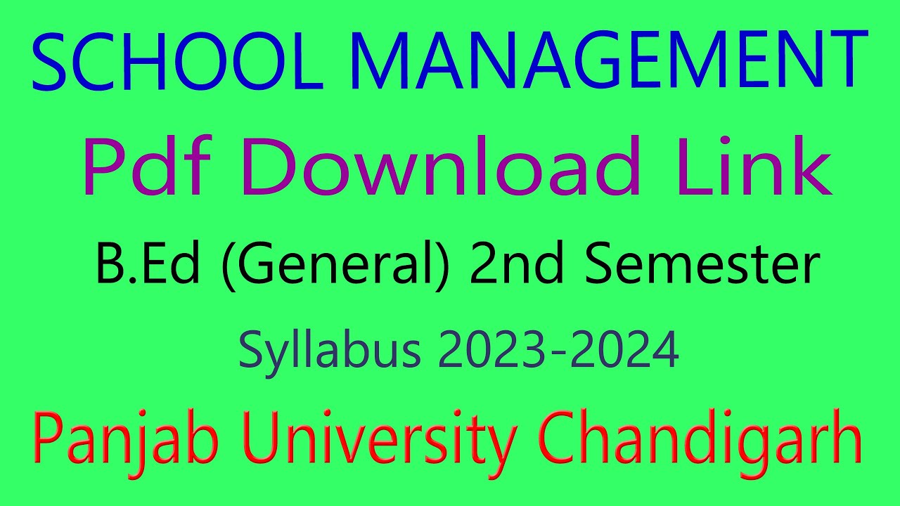Download Pdf School Management B.Ed 2nd Semester Syllabus 2023 2024 ...