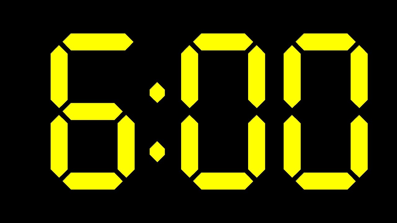 Free 6 minutes Countdown Timer - Yellow Digital Clock - YouTube