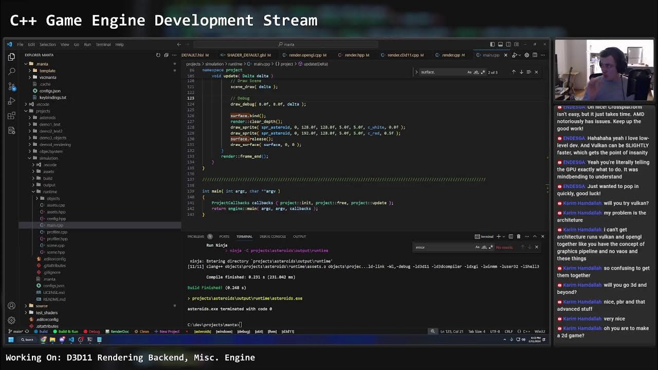 C++ Game Engine Dev Stream: D3D11 Rendering Backend, Misc. Engine Work - YouTube