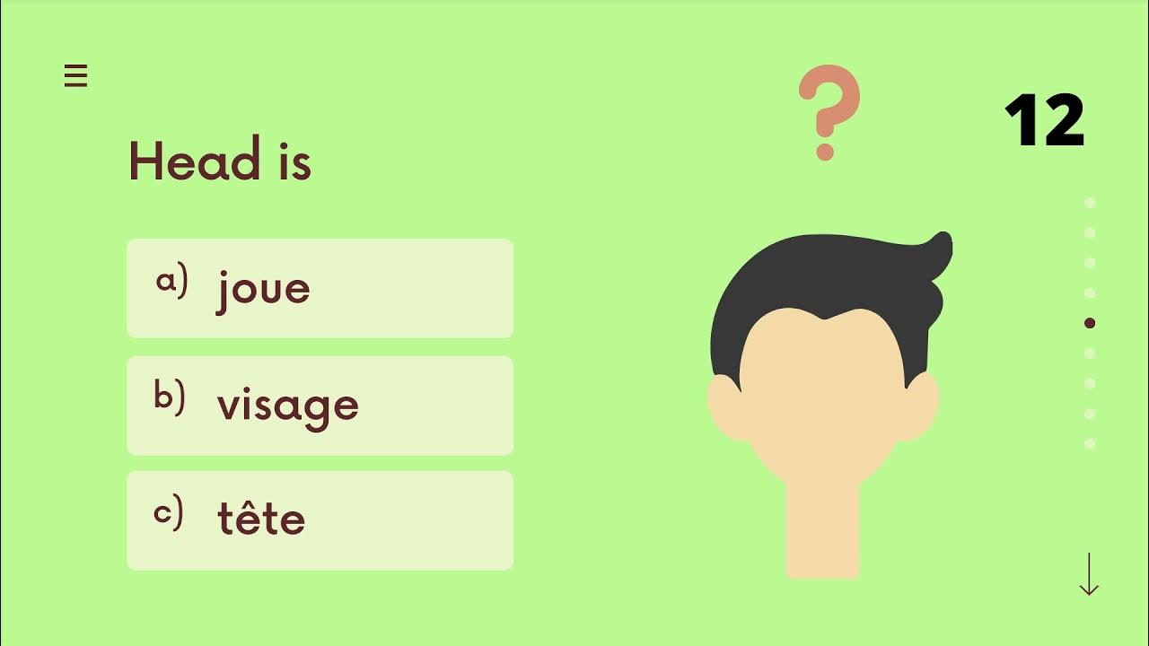 Learn French: Body Parts Quiz Game - YouTube