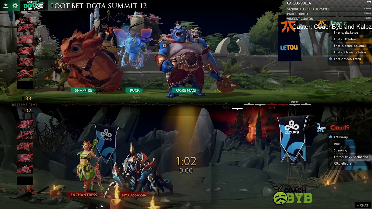 DOTA Summit 12 Group Stage Fnatic vs C9 B02 Game 1 - YouTube