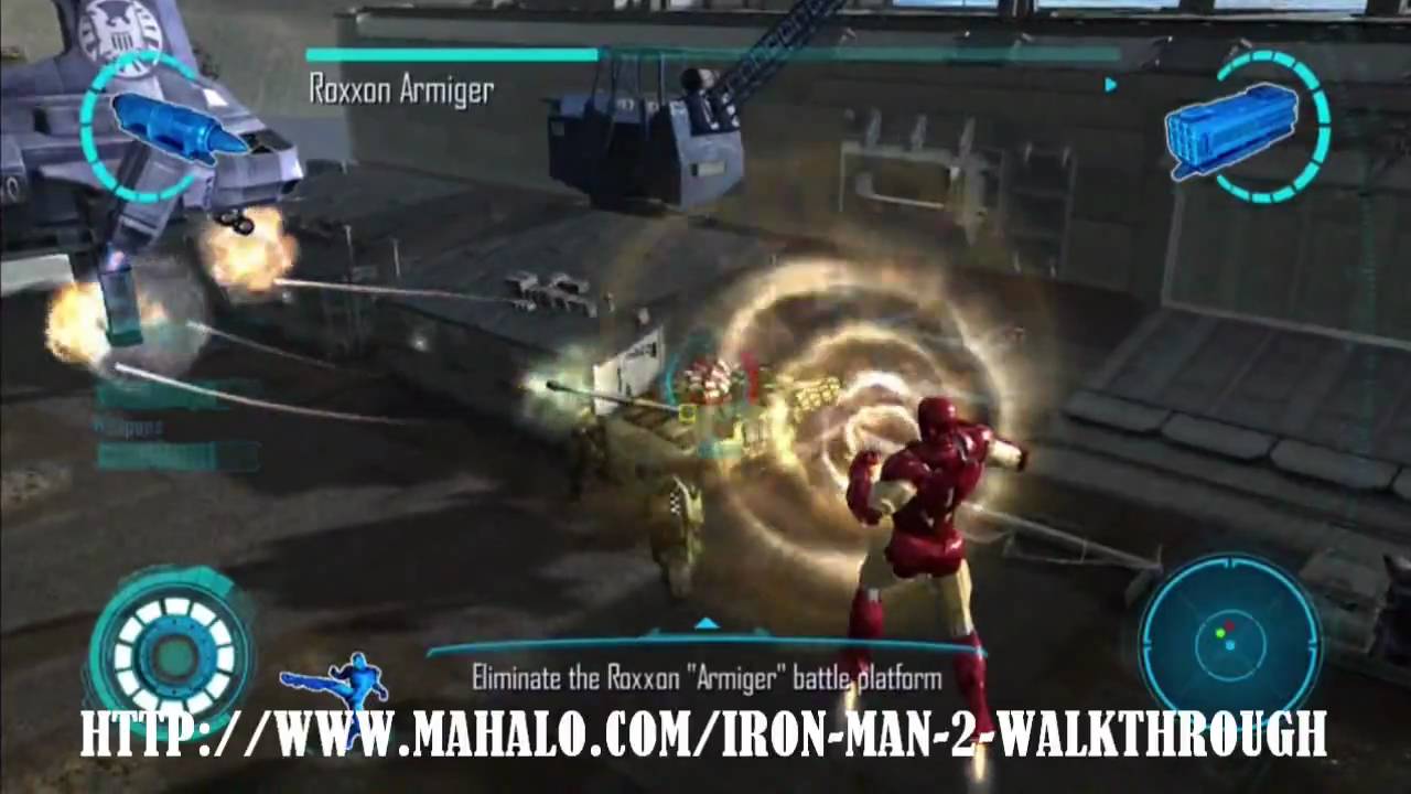 Iron Man 2 Walkthrough - Mission 2: Roxxon Armiger Boss Fight Part 2 ...