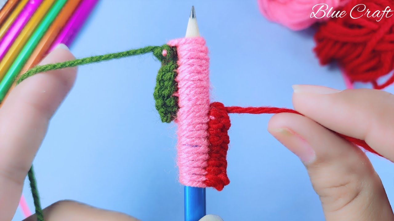 Super Easy Flower Craft Ideas With Wool And Pencil | Hand Embroidery ...