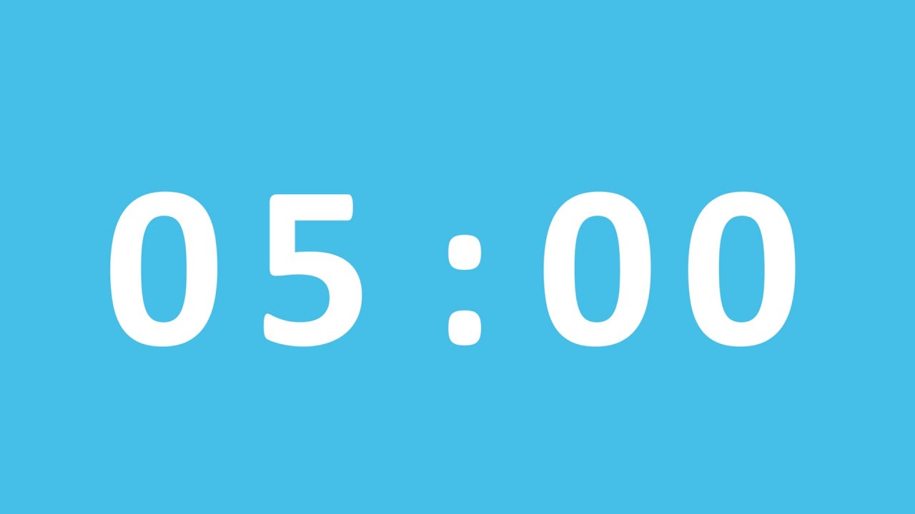 5 Minute Timer (No Music - Gentle Sound at the End) | Blue Background ...