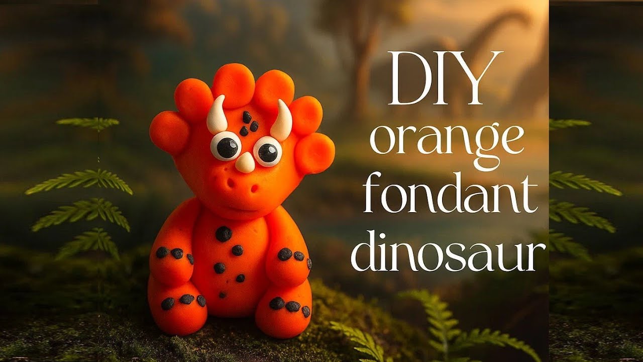 DIY Orange Fondant Dinosaur | Easy Cake Topper Tutorial - YouTube