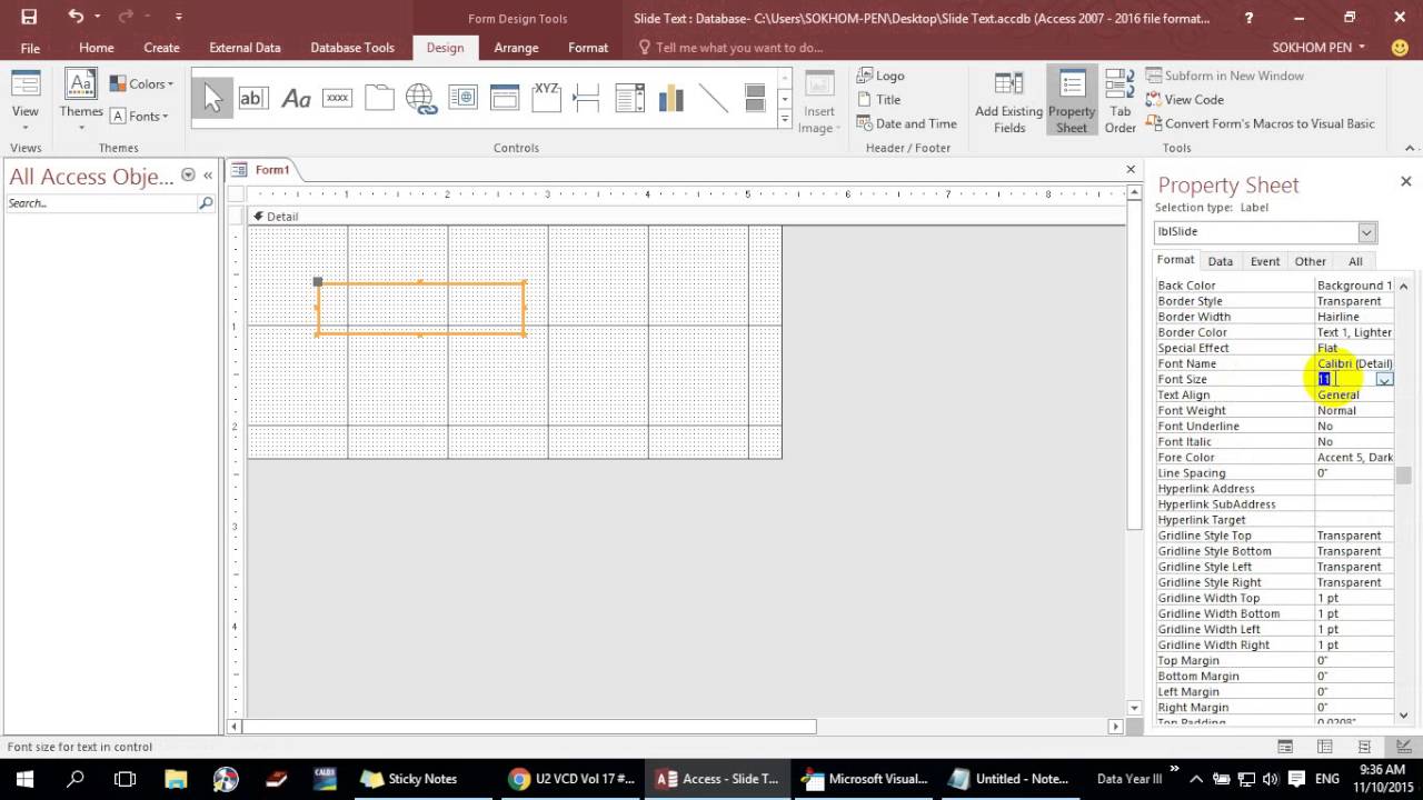 How to make text slide show in ms access easy easy way - YouTube