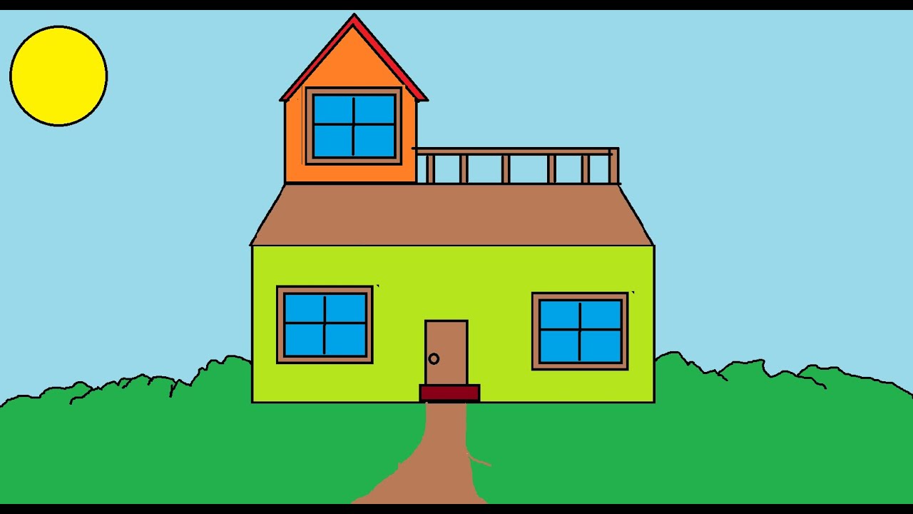 How to draw House Drawing in ms paint | paint in computer| - YouTube