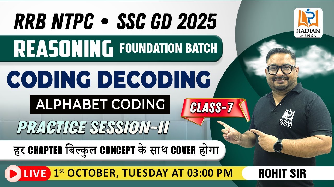 Alphabet Coding Practice Ii Class 7 Rrb Ntpc Ssc Gd Reasoning By Rohit Sir