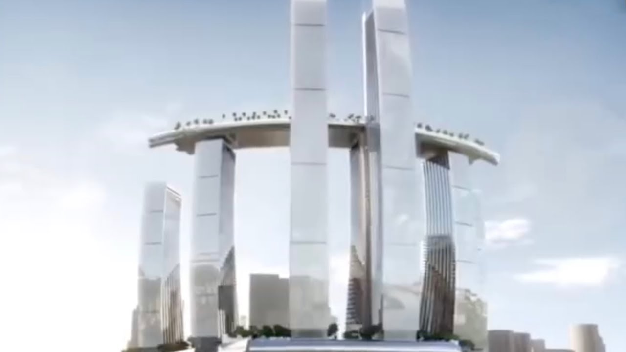 Massive air corridor connects four skyscrapers in Chinese city - YouTube