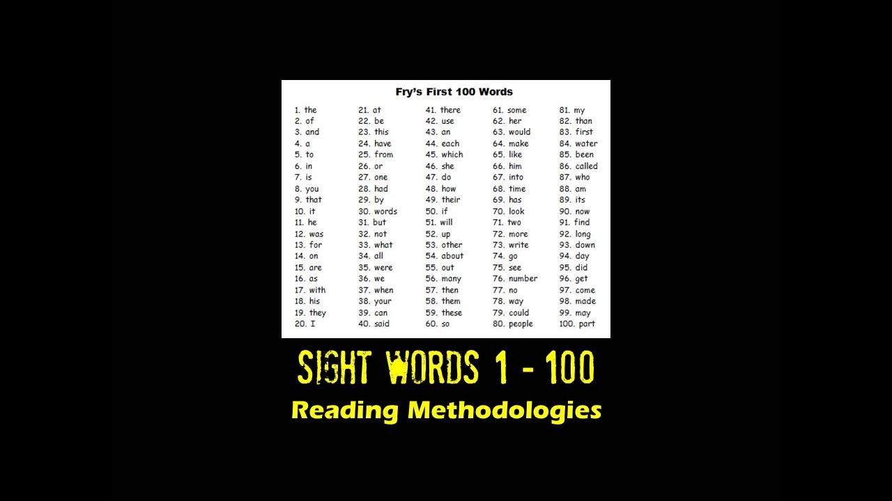 Homeschool Series - Reading - Sight Words 1 - 100 - YouTube
