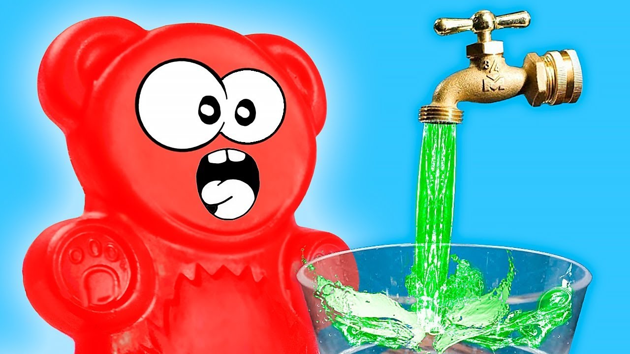 WATER TRICKS AND MAGIC FOR JELLY GUMMY BEAR - YouTube