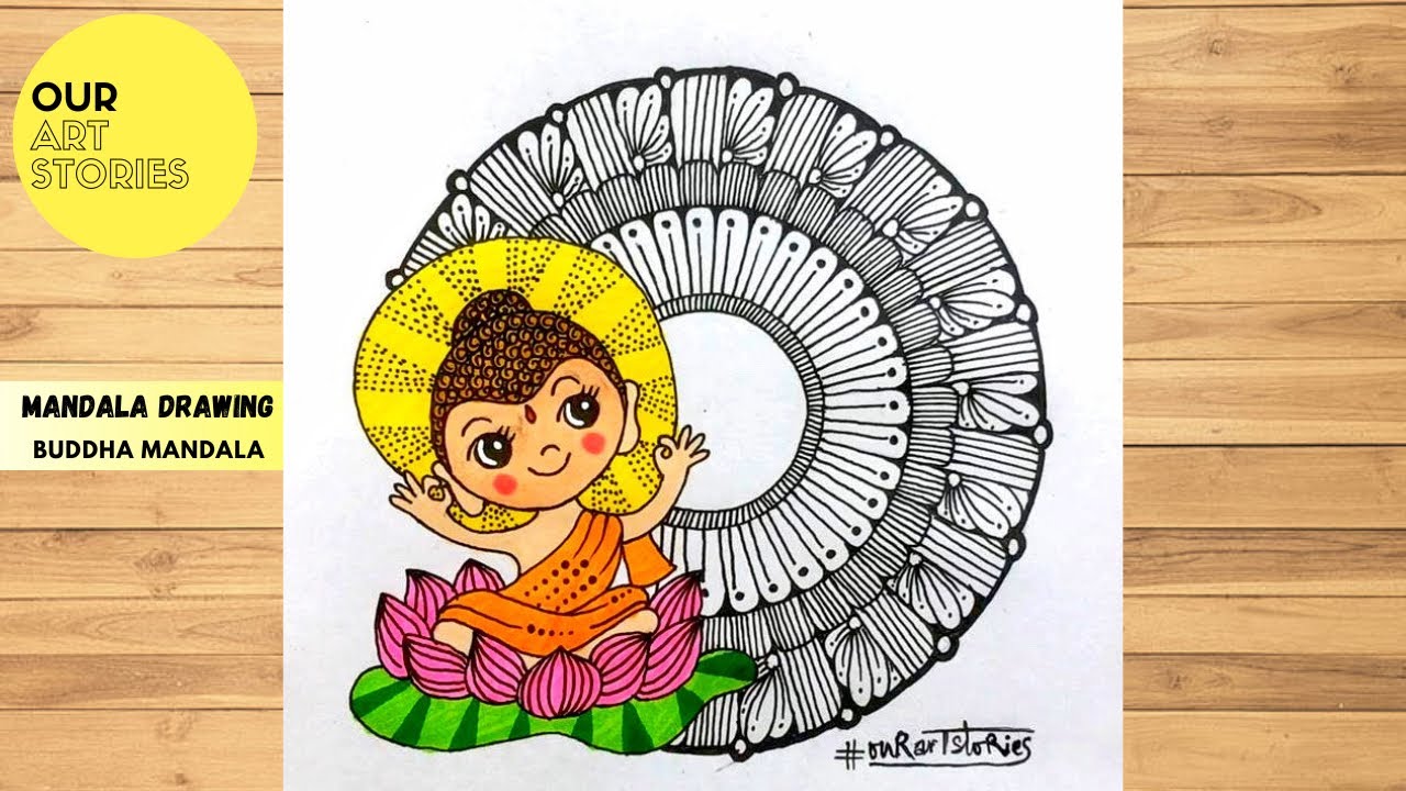 Lord Buddha Mandala Art.. Cute Buddha Mandala Art Step by Step .. Easy ...