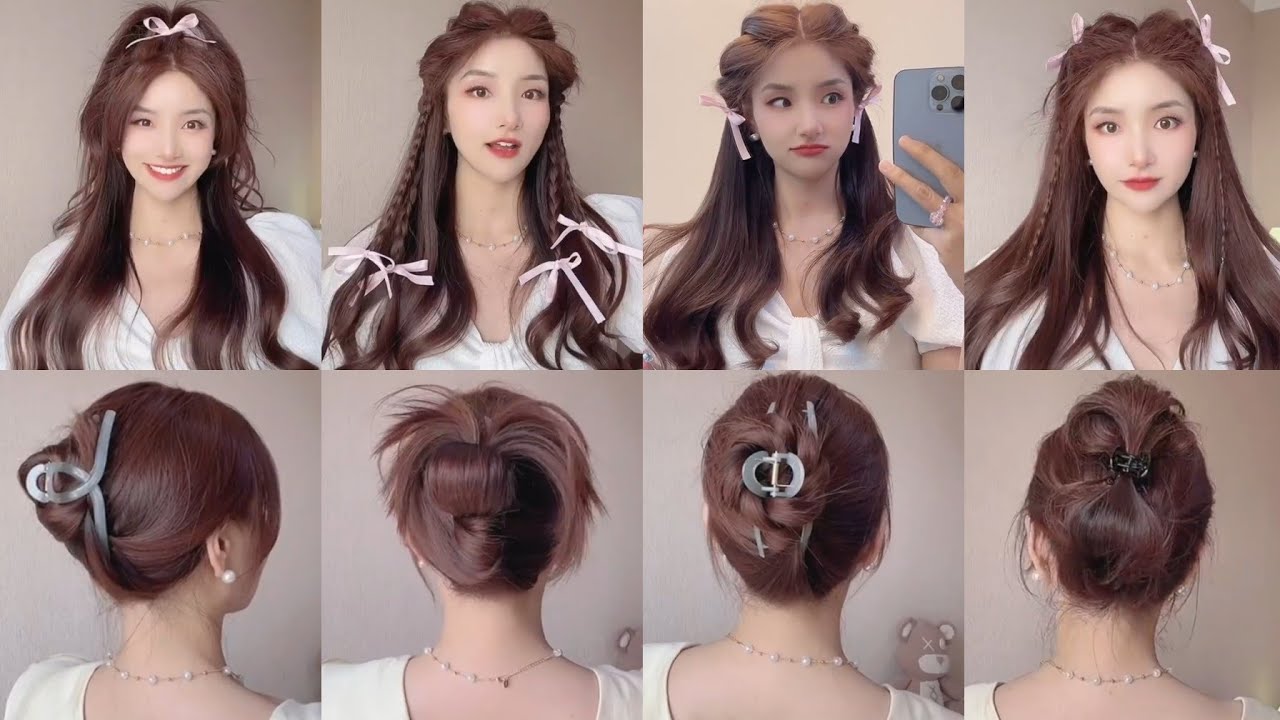 Super Cute Clutcher & Ribbon 🎀 Hairstyle Tutorials Korean Style - YouTube