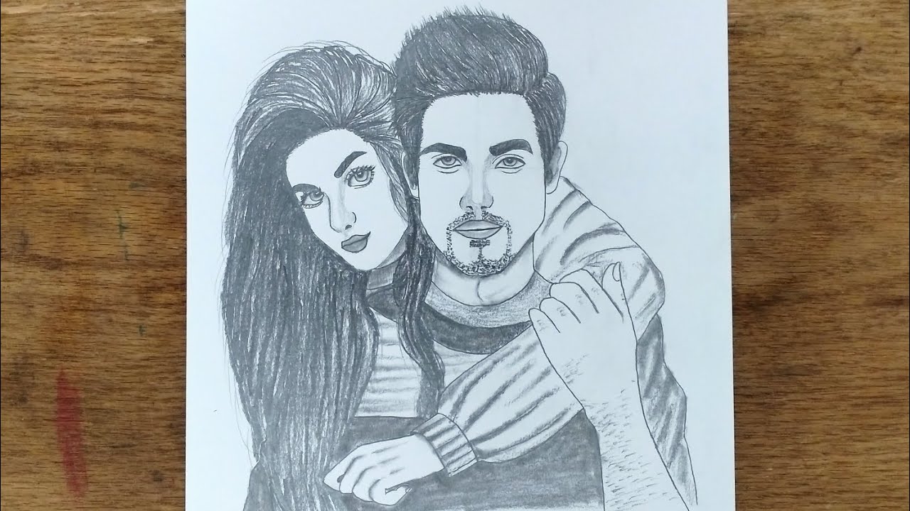 How to Draw a Cute Couple Hugging For Beginners || Romantic Couple ...