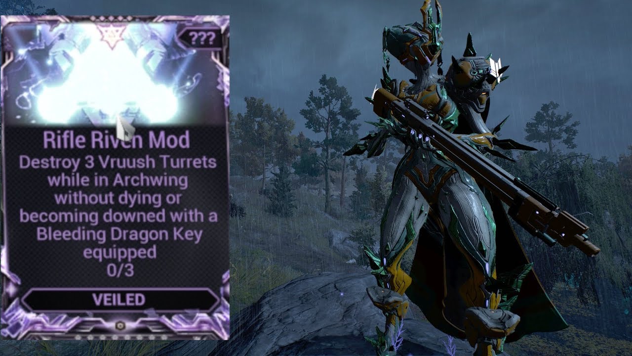 Warframe Rifle Riven 3 Vruush Turrets Bleeding Dragon Key - YouTube