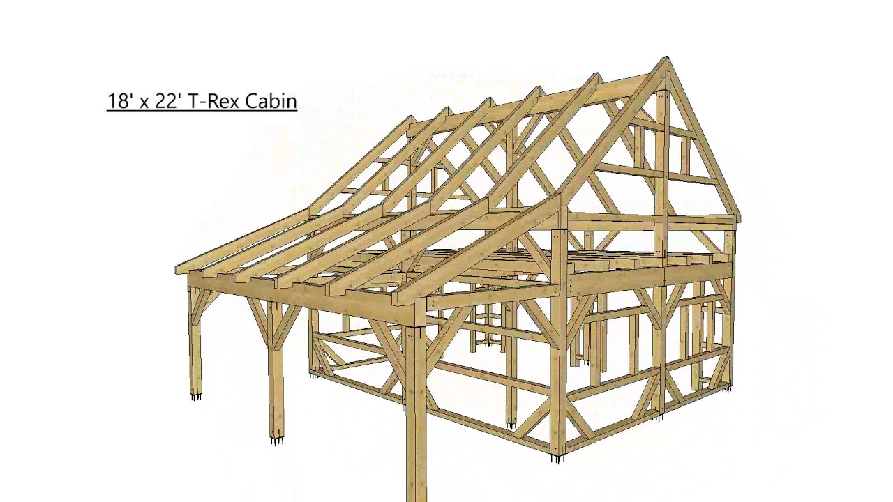 18' x 22' T-Rex Post and Beam Cabin 360-3D Walkthrough - YouTube