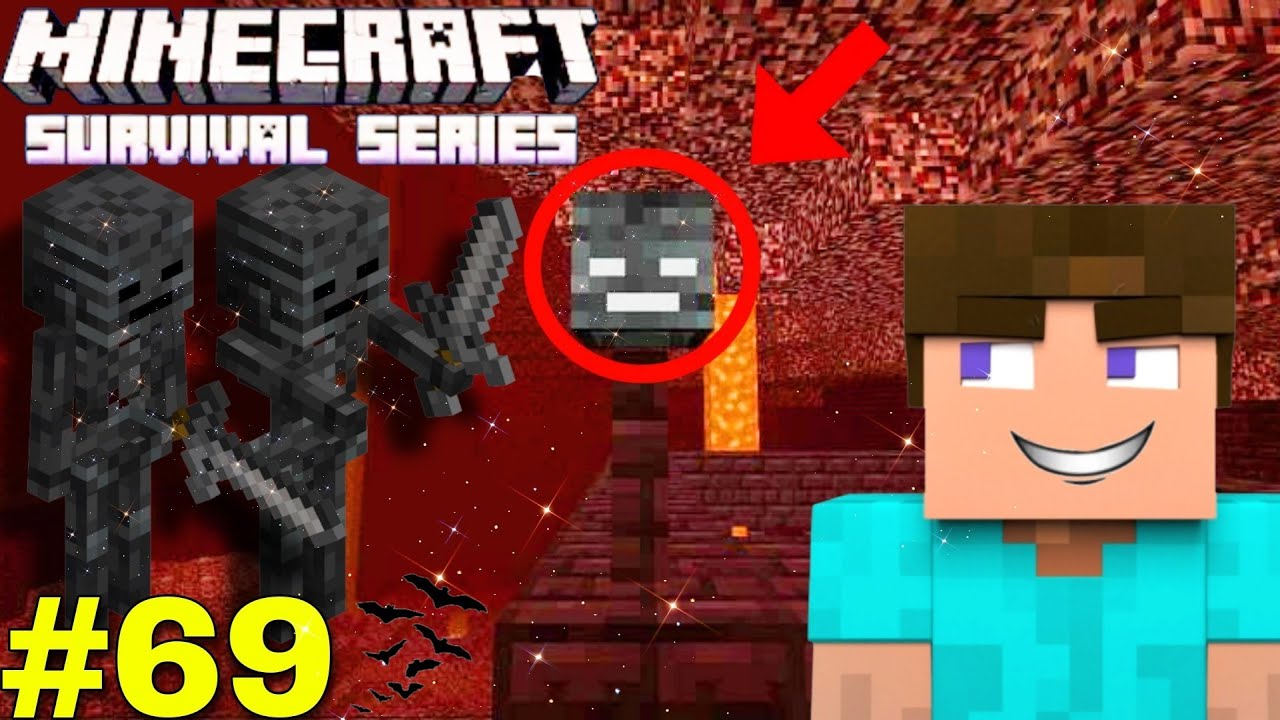 COLLECTING 3 WITHER SKELETON SKULLS IN NETHER MINECRAFT SURVIVAL SERIES ...
