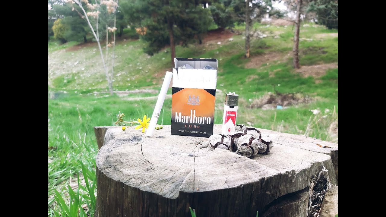 ASMR unboxing Marlboro edge cigarettes in nature - YouTube