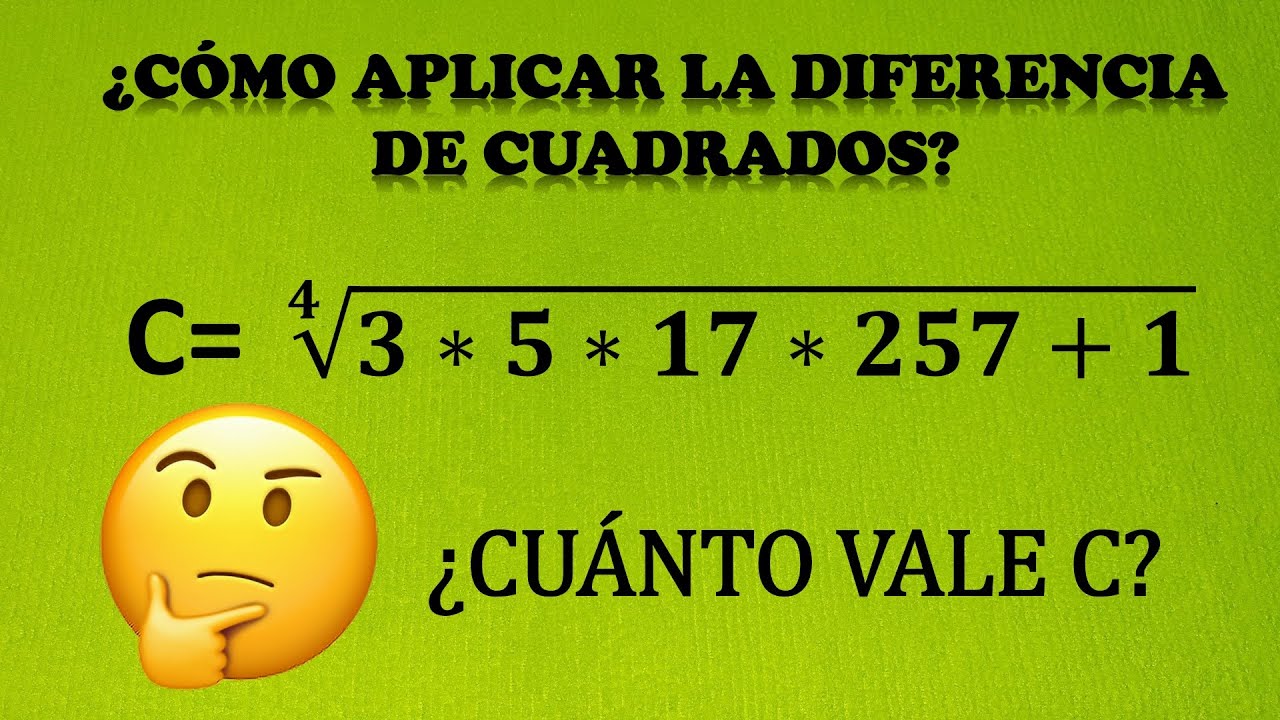 EJEMPLO DE APLICACION DE LA DIFERENCIA DE CUADRADOS - YouTube