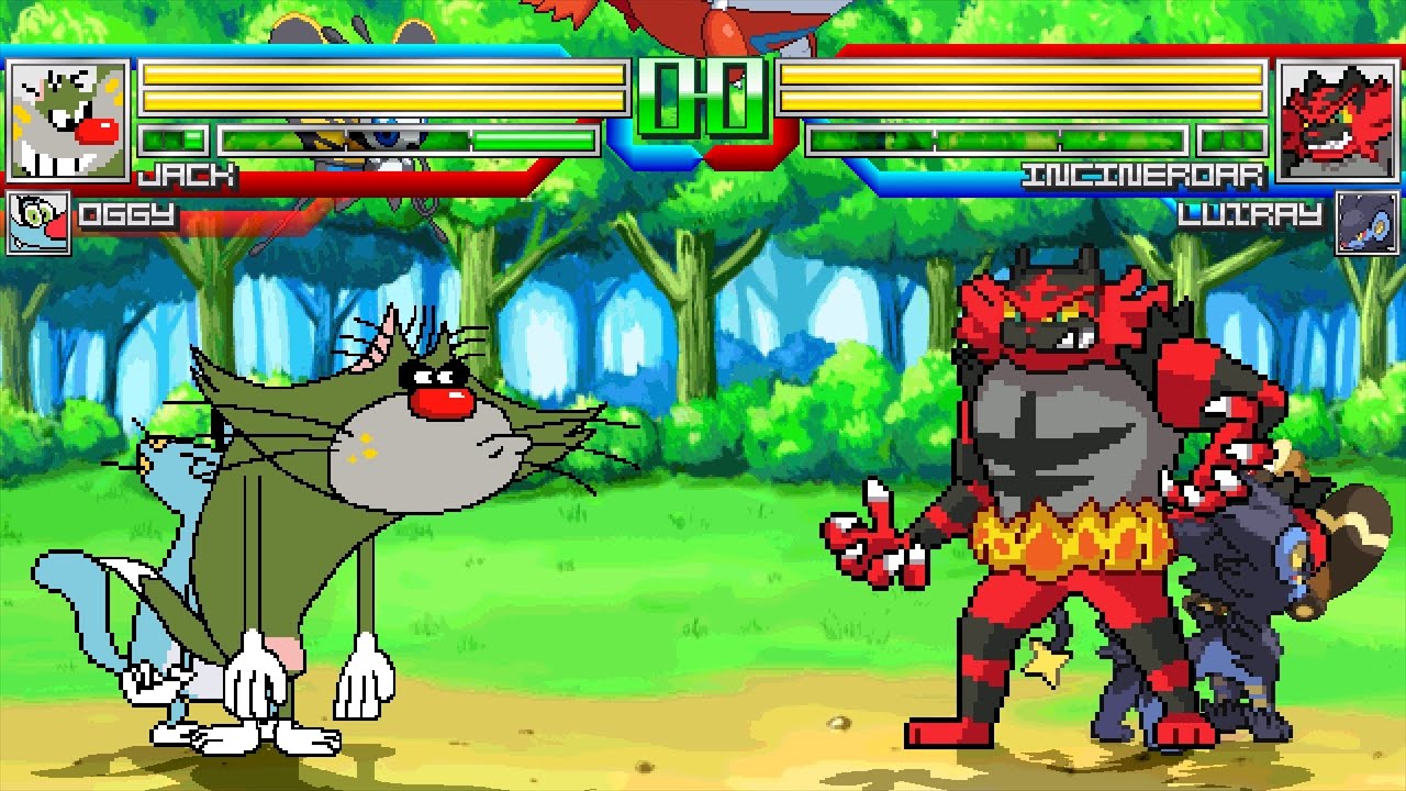 Mugen Request #138 Jack & Oggy vs Incineroar & Luxray - YouTube