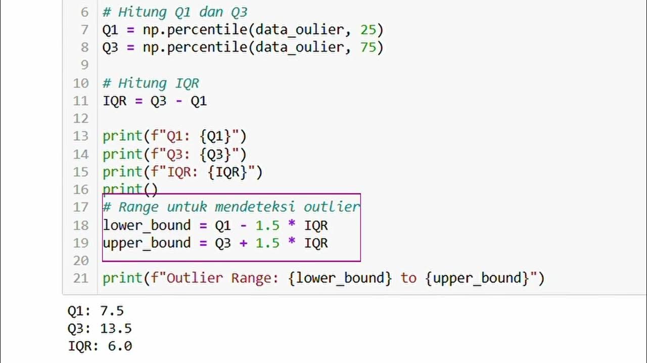 Mendeteksi Outlier dengan Interquartile Range di Python - YouTube
