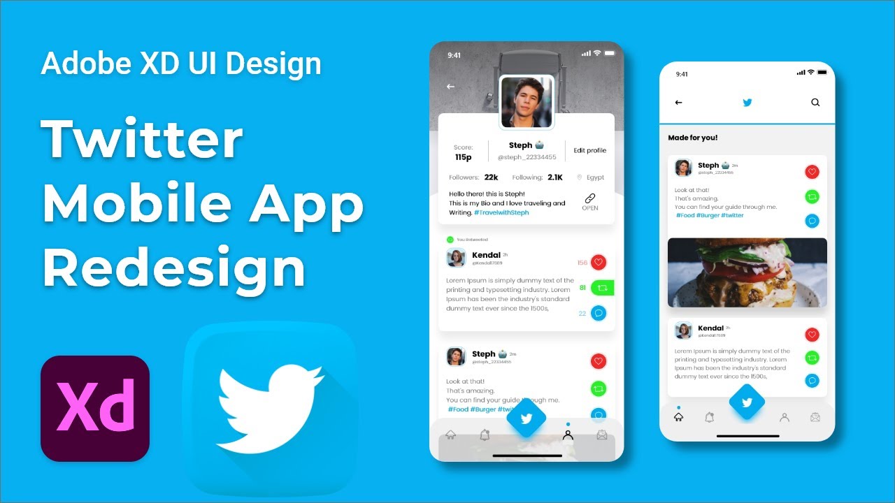 How To Design Twitter Mobile App in Adobe XD - Redesign. - YouTube