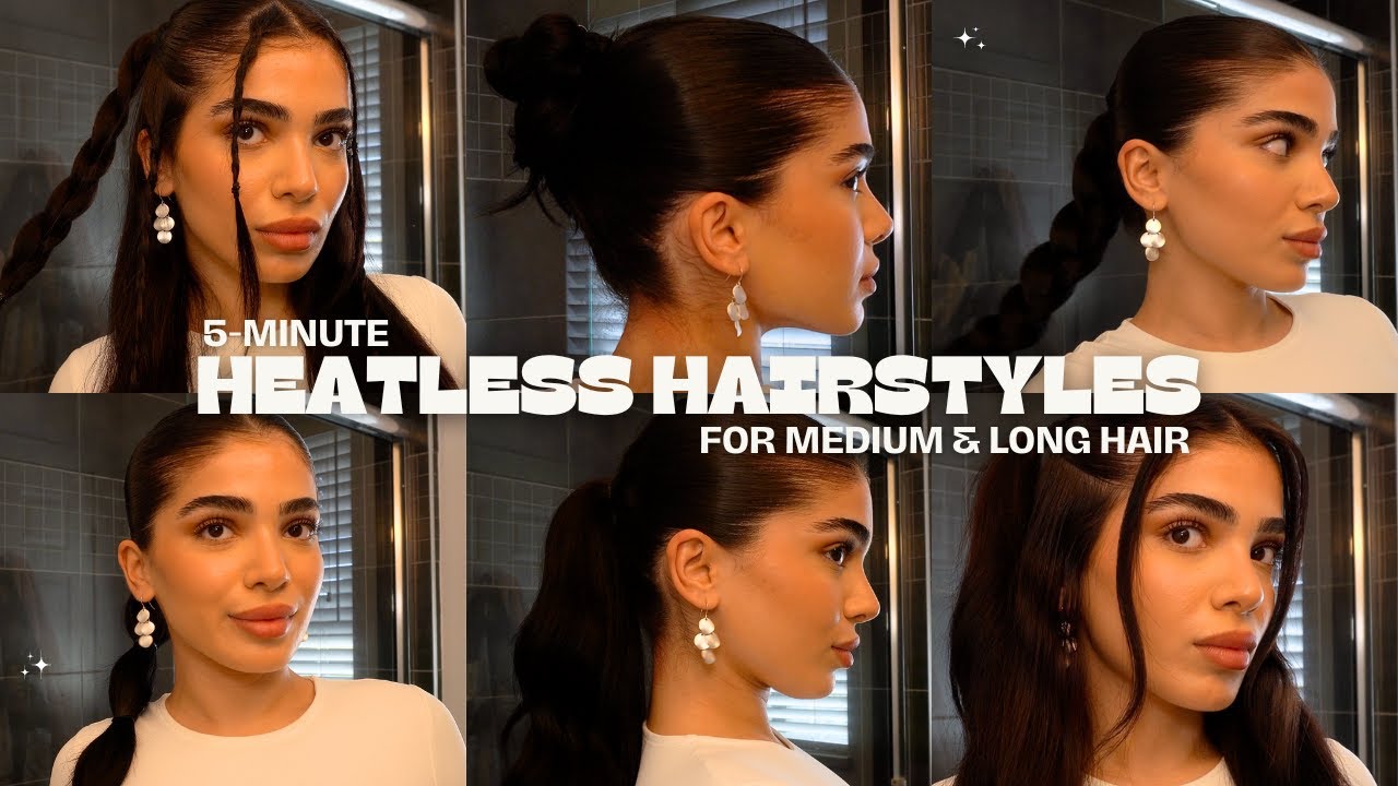QUICK & EASY HEATLESS HAIRSTYLES ♡ *medium & long hair* - YouTube
