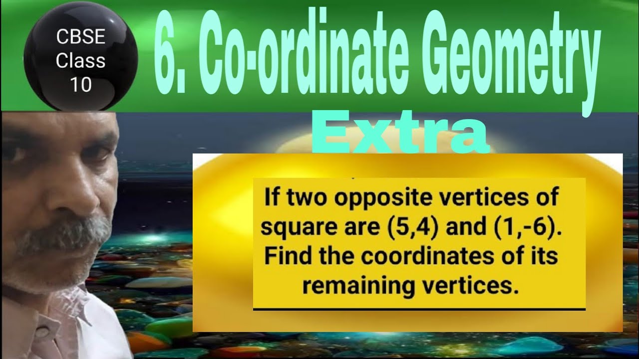 If two opposite vertices of square are (5,4) and (1,-6) Find the ...