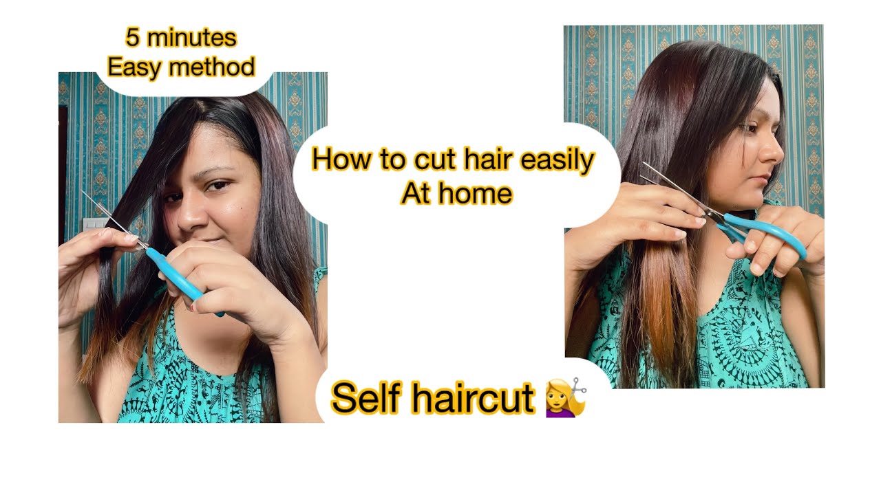 How to cut hair at home!! Step by step easy method for self hair cut 💇 ...