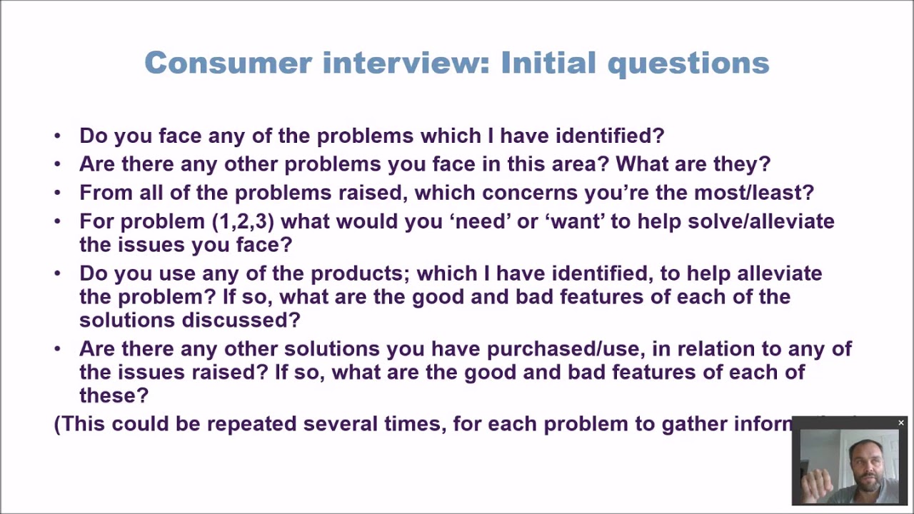 Initial consumer interview part 1 YouTube - YouTube