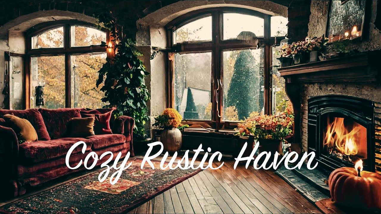 Cozy Rustic Haven: Rainy Autumn Fireplace Experience in a Charming ...