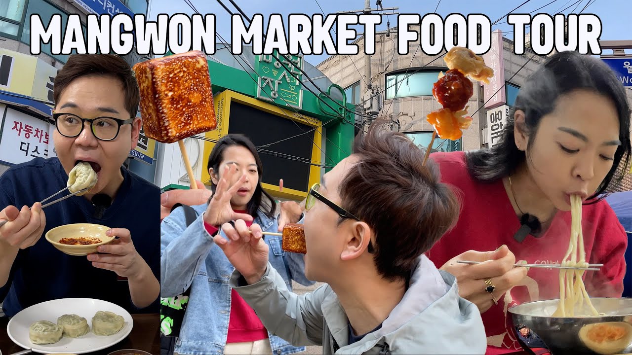 top 6 places at mangwon market | korean food tour in seoul - YouTube