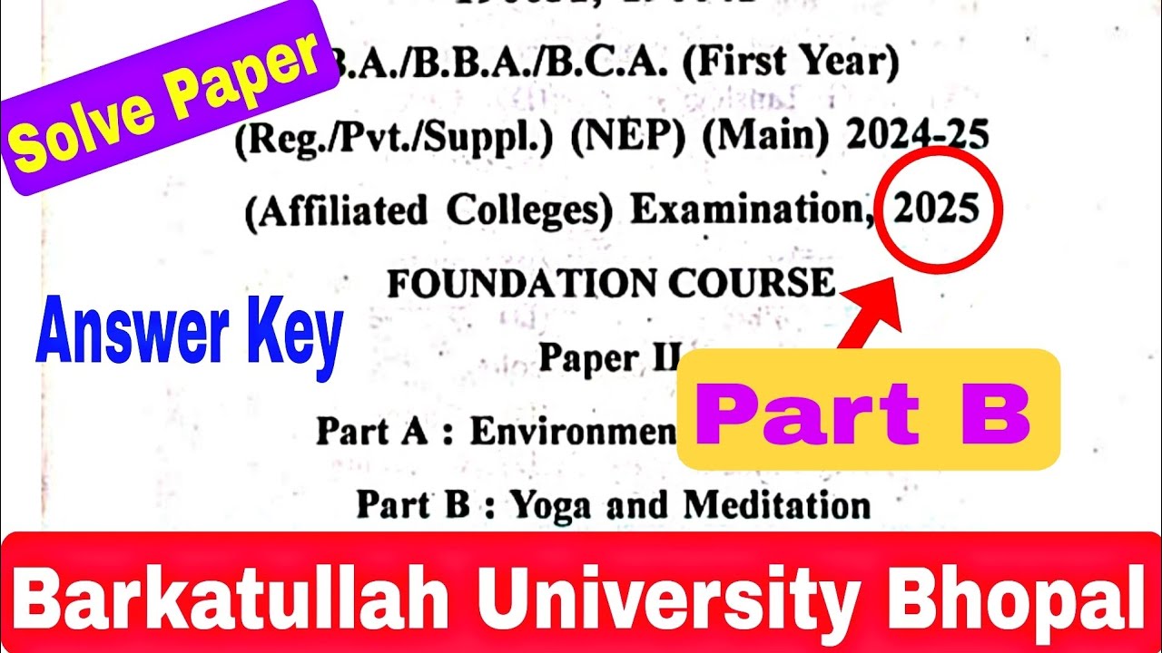 Ba bba bca first year foundation course yoga and mediation paper 2025 ...